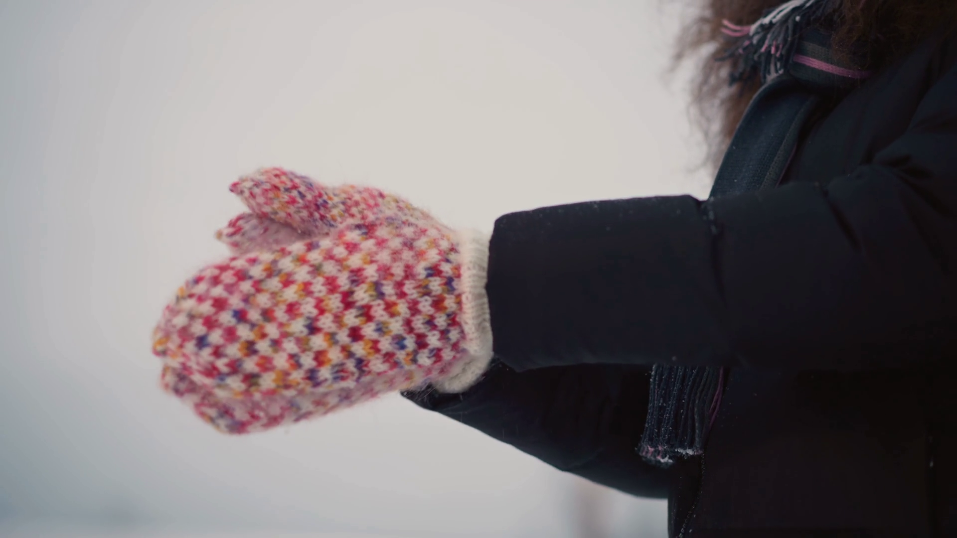 Closeup Of Colorful Knitted Mittens Clapping Stock Footage SBV ...