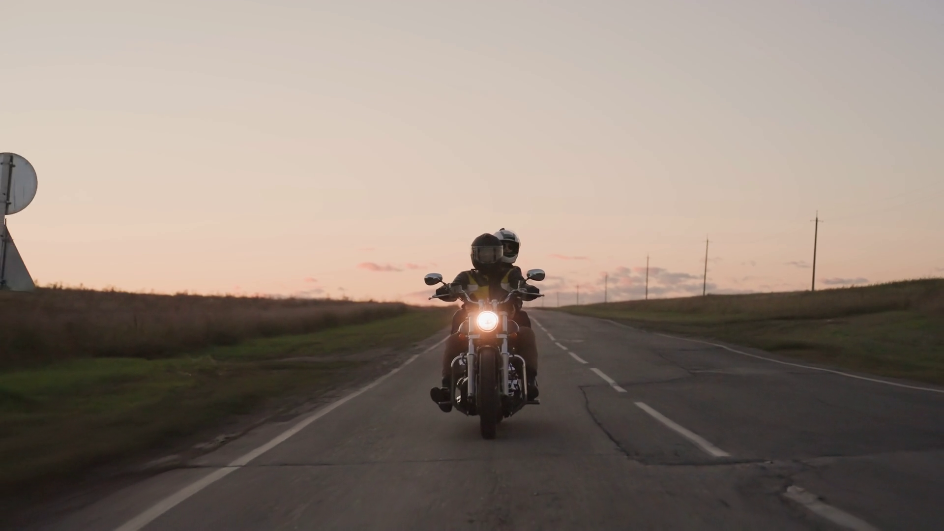 Two Bikers Ride Motorcycle Straight Toward Stock Footage SBV-352939217 ...