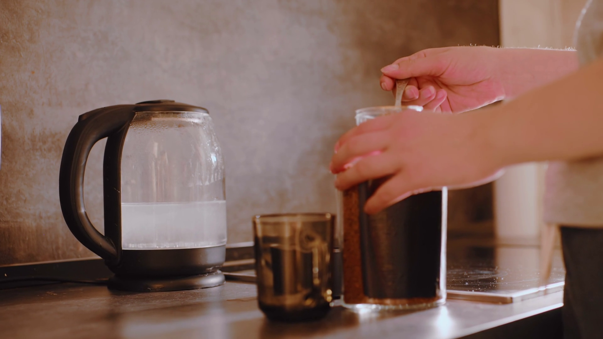 Close Up Of Woman Removing Lid From Coffee Stock Footage SBV-352966386 ...