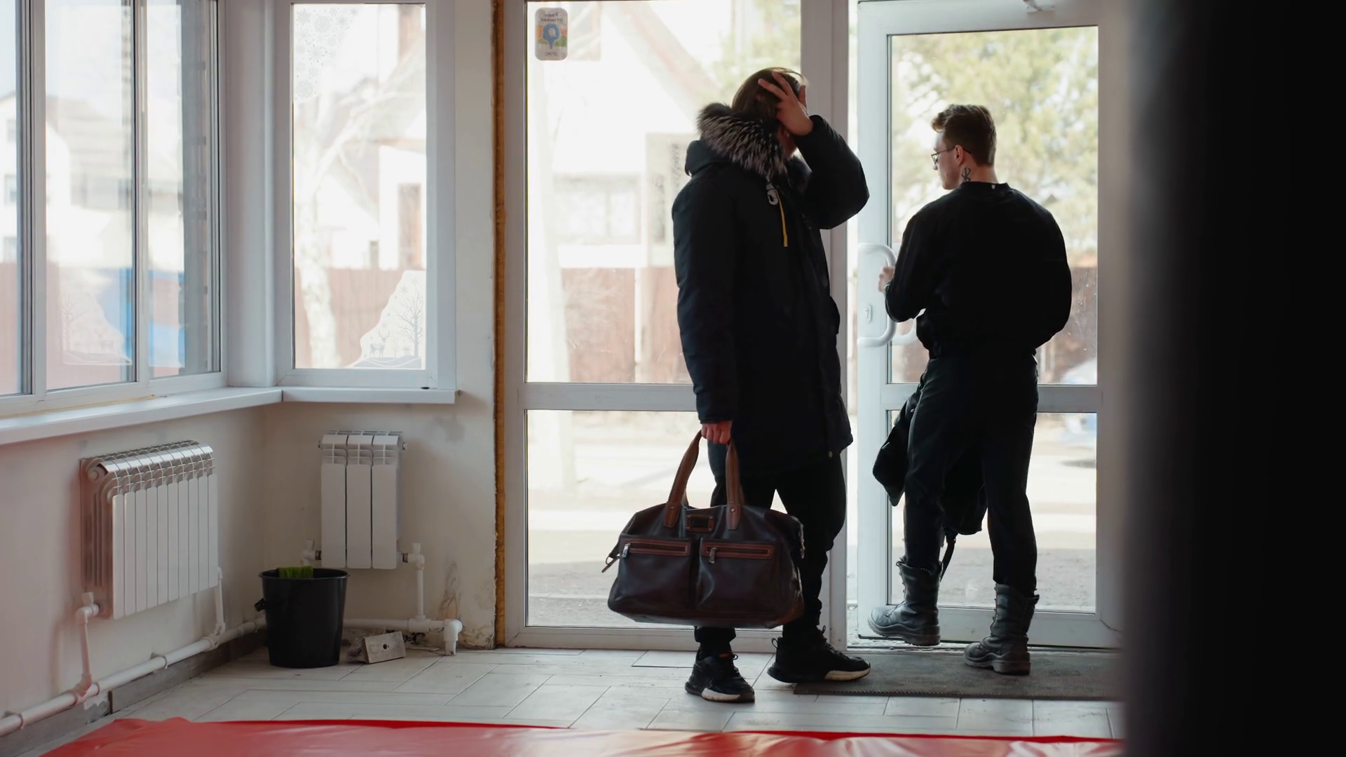 Two Guys Walking Out Of Training Hall Stock Footage SBV-352982217 ...