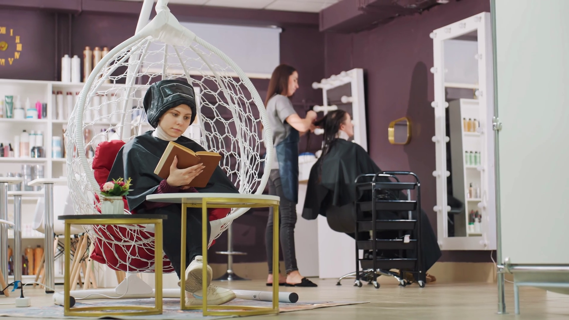 Vibrant Hairdressing Setting With Relaxers Stock Footage SBV-353328118 ...