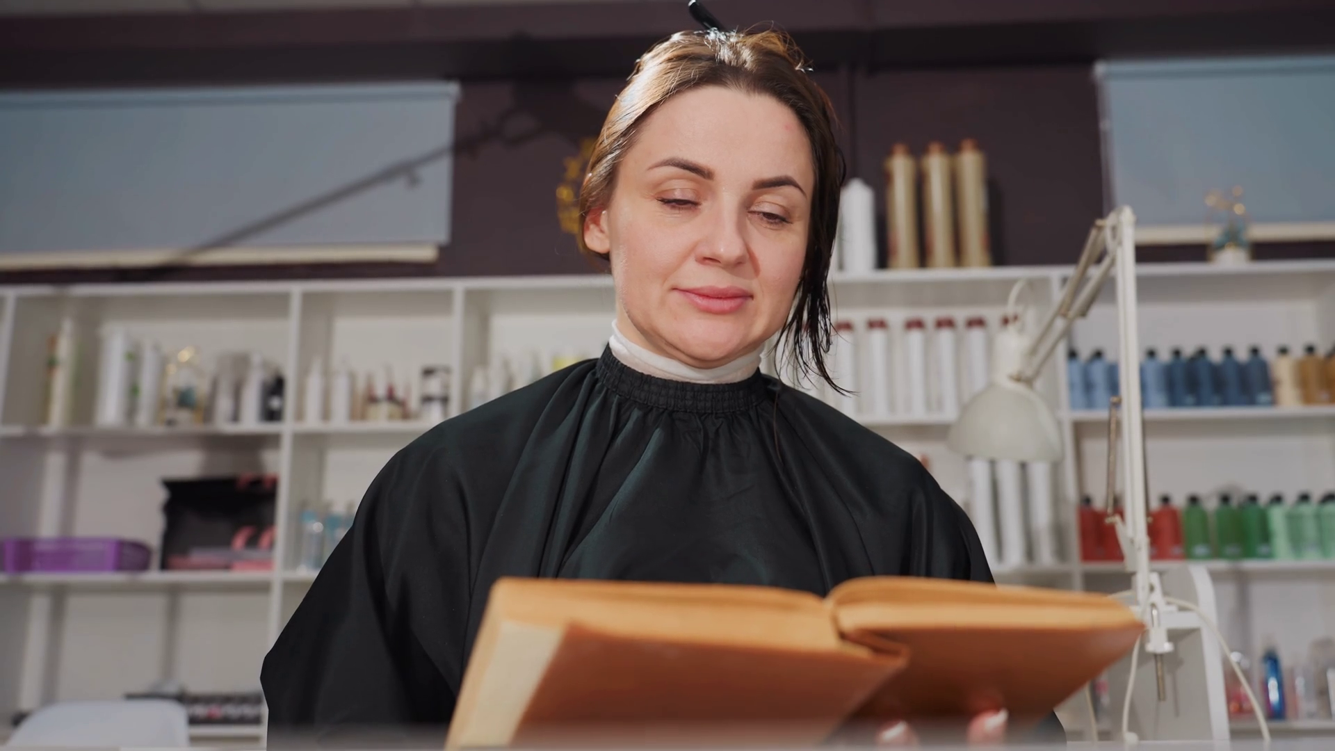 Woman Reading Closeup At Salon Shelf Stock Footage SBV-353328749 ...