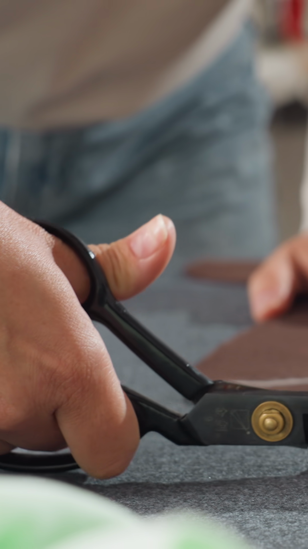 Closeup Hand Trimming Brown Felt Strip Stock Footage SBV-353499927 ...