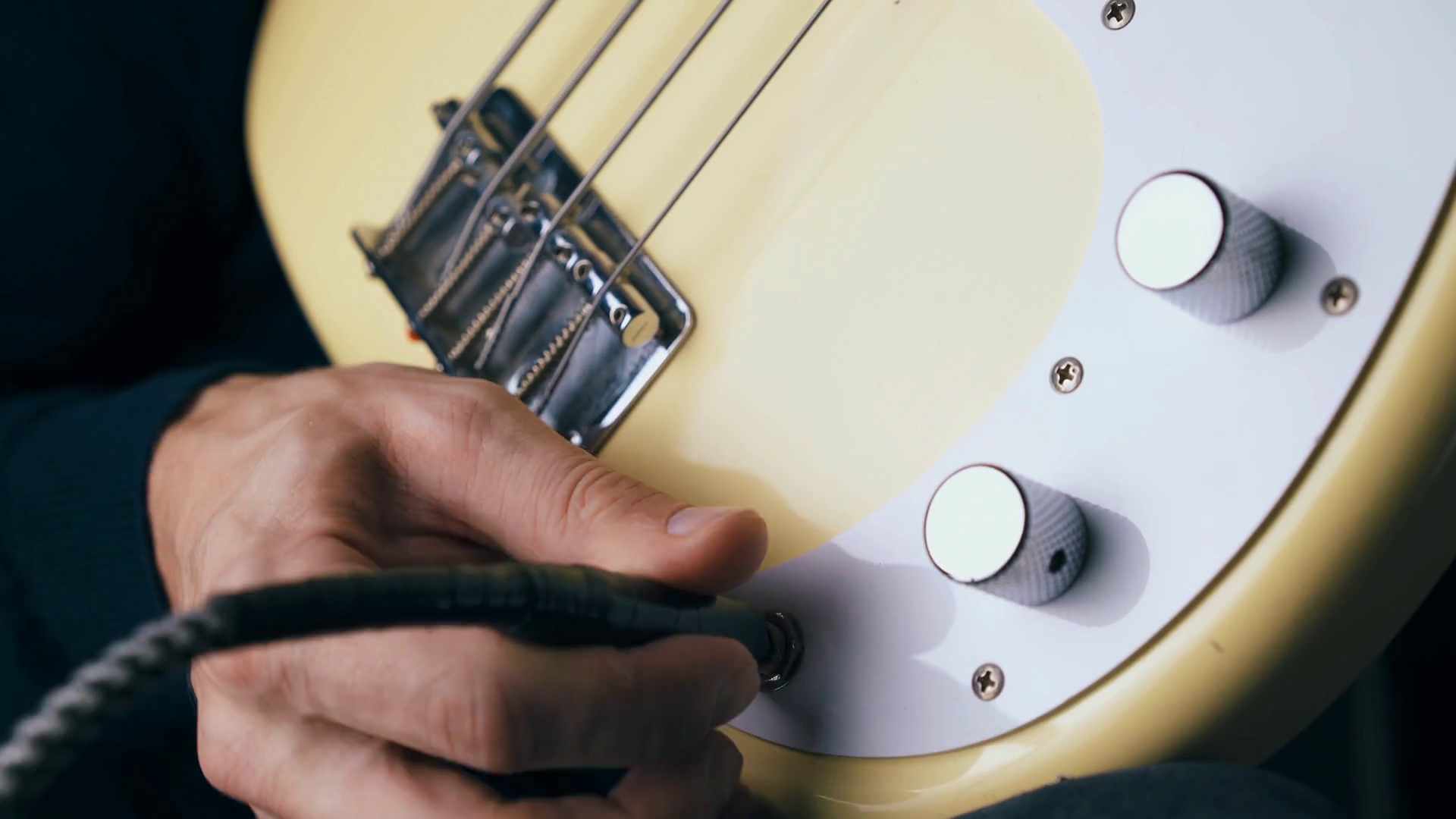 Cu: Musician Inserts Quarter-inch Jack Into Stock Footage SBV-348632015 ...