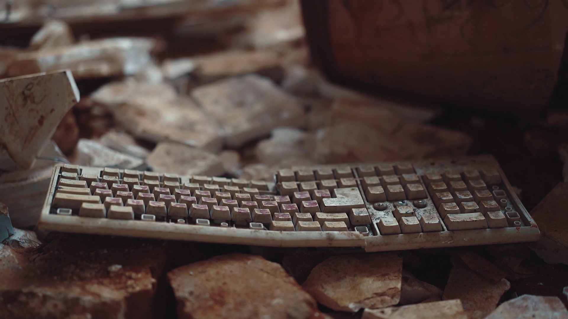 Old Computer Keyboard In Abandoned Building Stock Footage SBV-347344083 ...