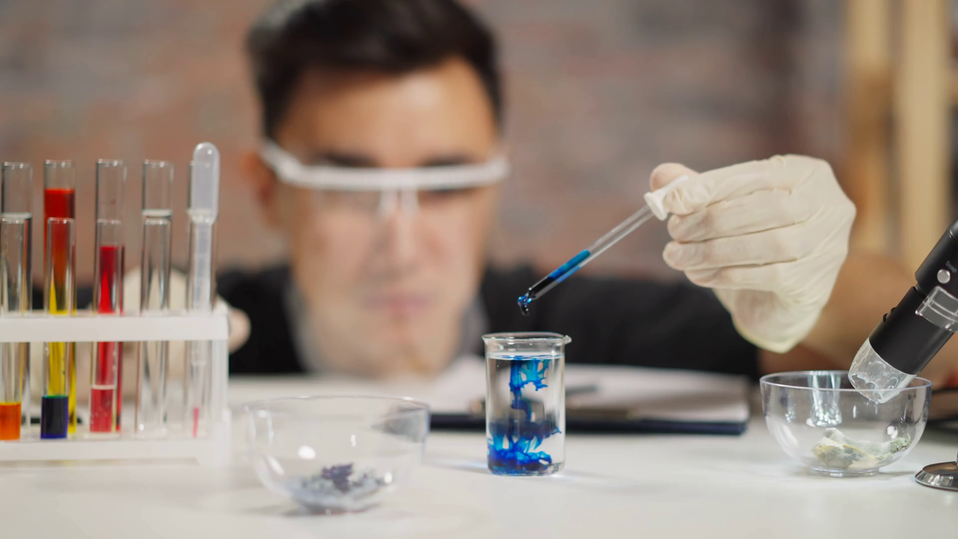 Skilled Scientist In Protective Gloves Stock Footage SBV-347394792 ...