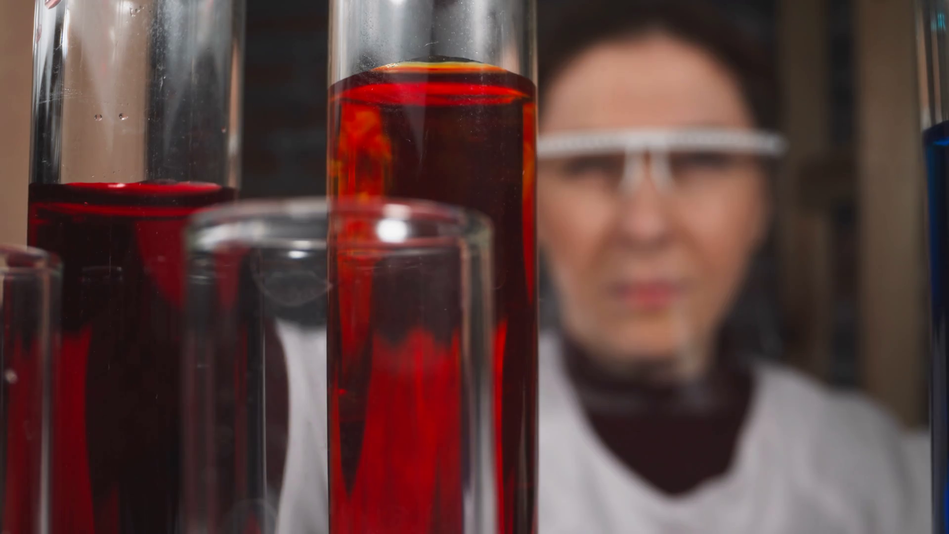 Drops Of Red Liquid Fall Down Into Test Tube Stock Footage SBV ...