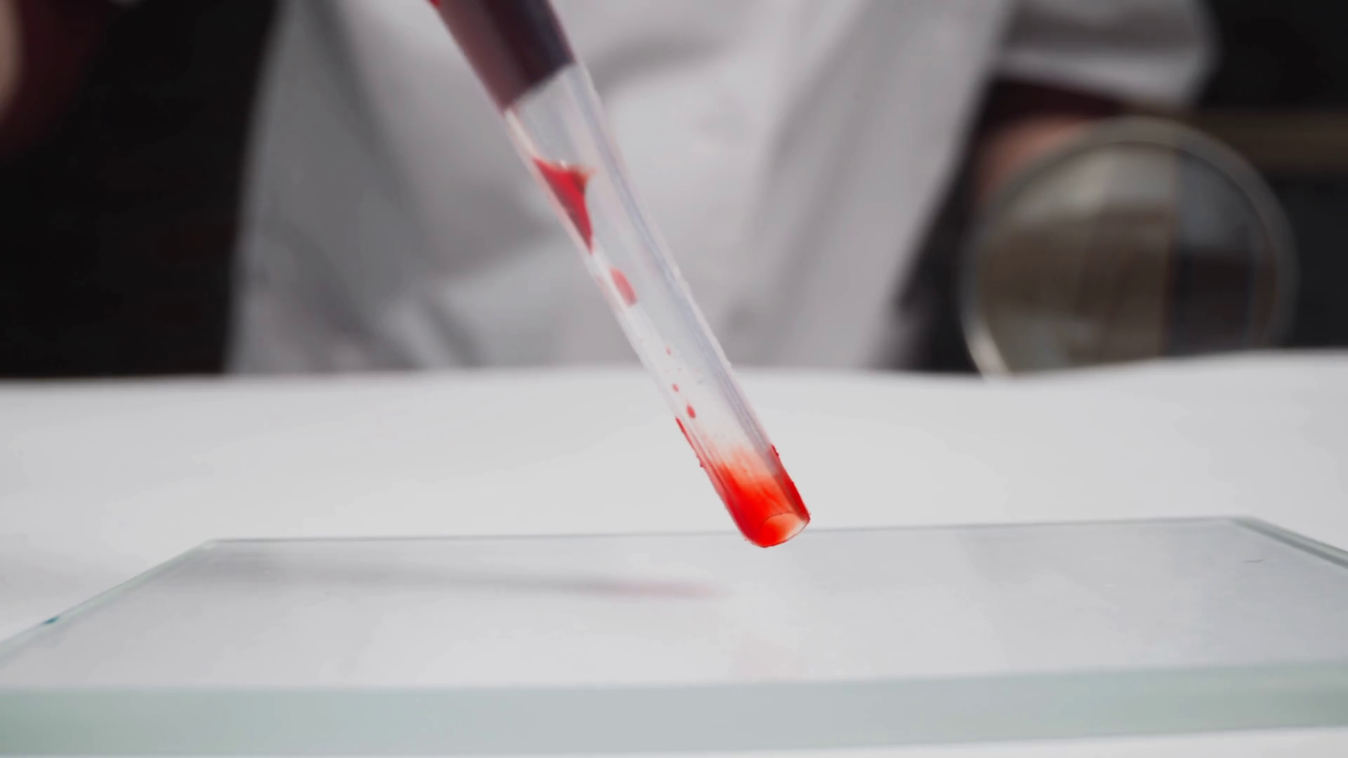 Specialist In White Robe Drips Blood Drop Stock Footage SBV-347309574 ...