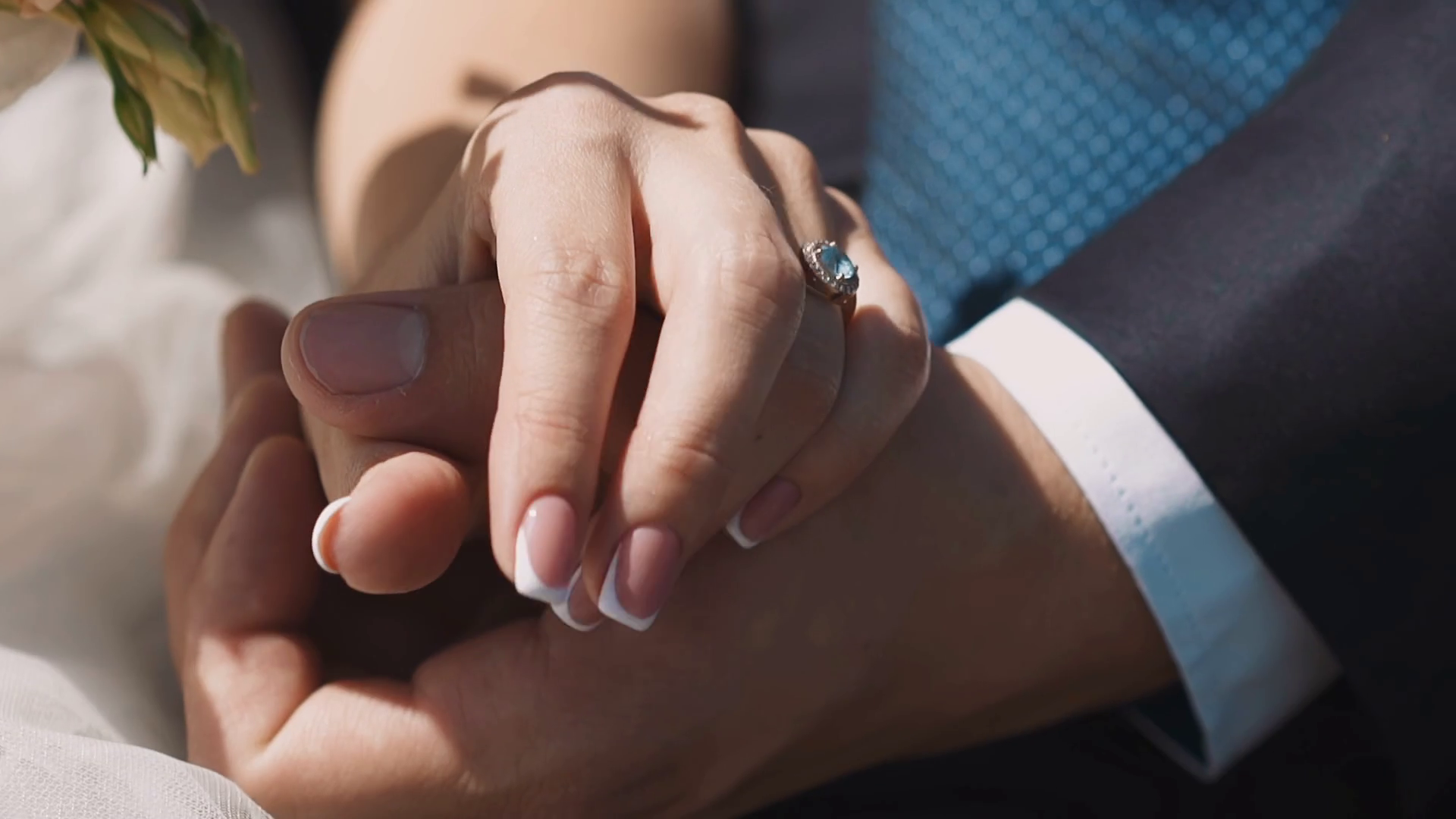 Young Bride Groom Join Hands Sitting Stock Footage SBV-347392430 ...