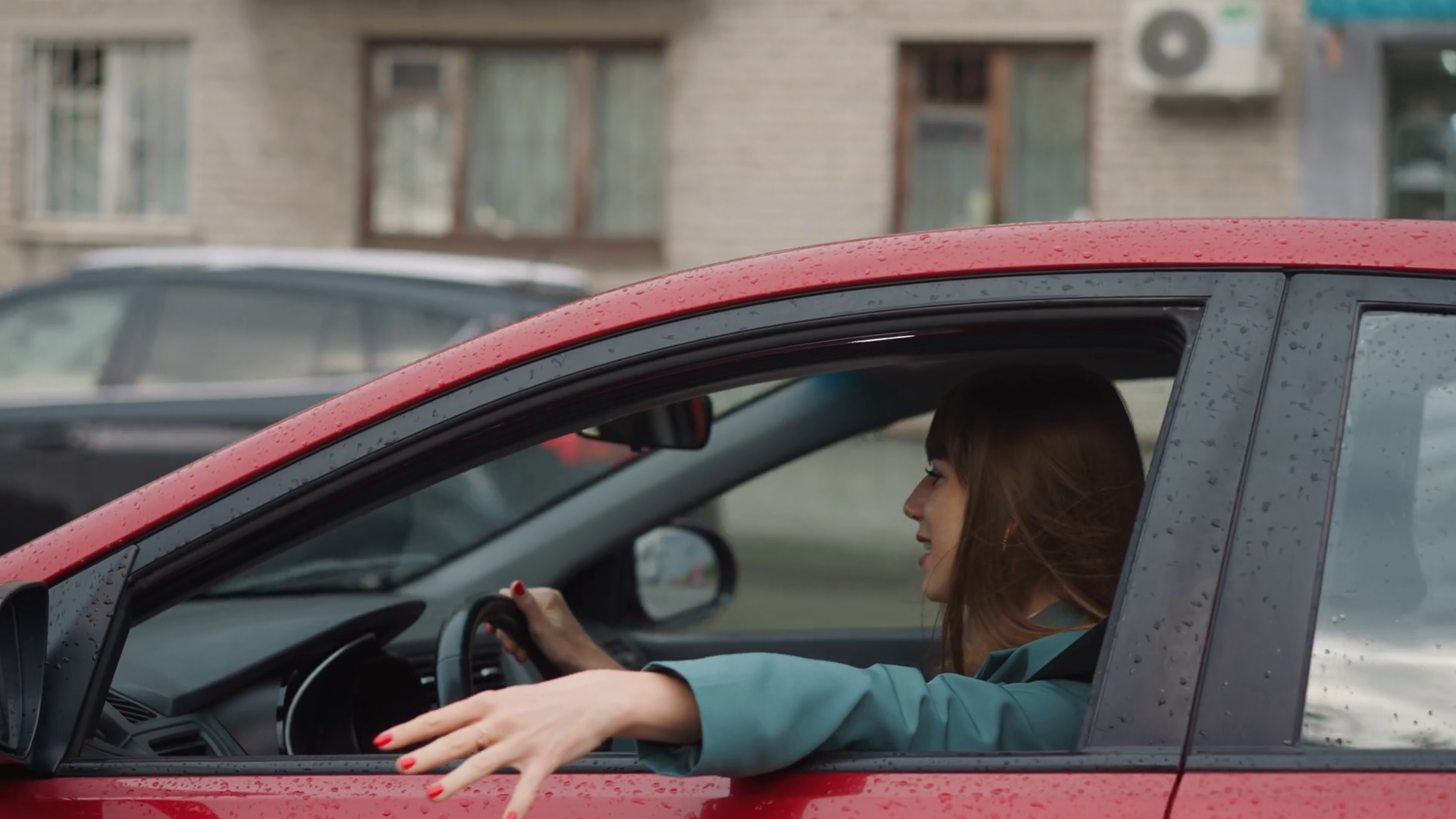 Young Woman Drives Car In Rainy Weather Stock Footage SBV-347605173 ...