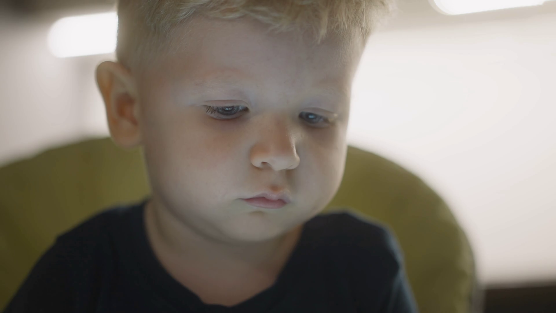 Attentive Little Boy With Fair Hair Follows Stock Footage SBV-347604884 ...