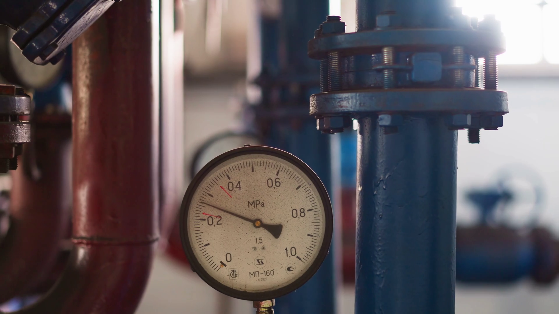 Pressure Meter On Steam Pipe At Boiler House Stock Footage SBV ...