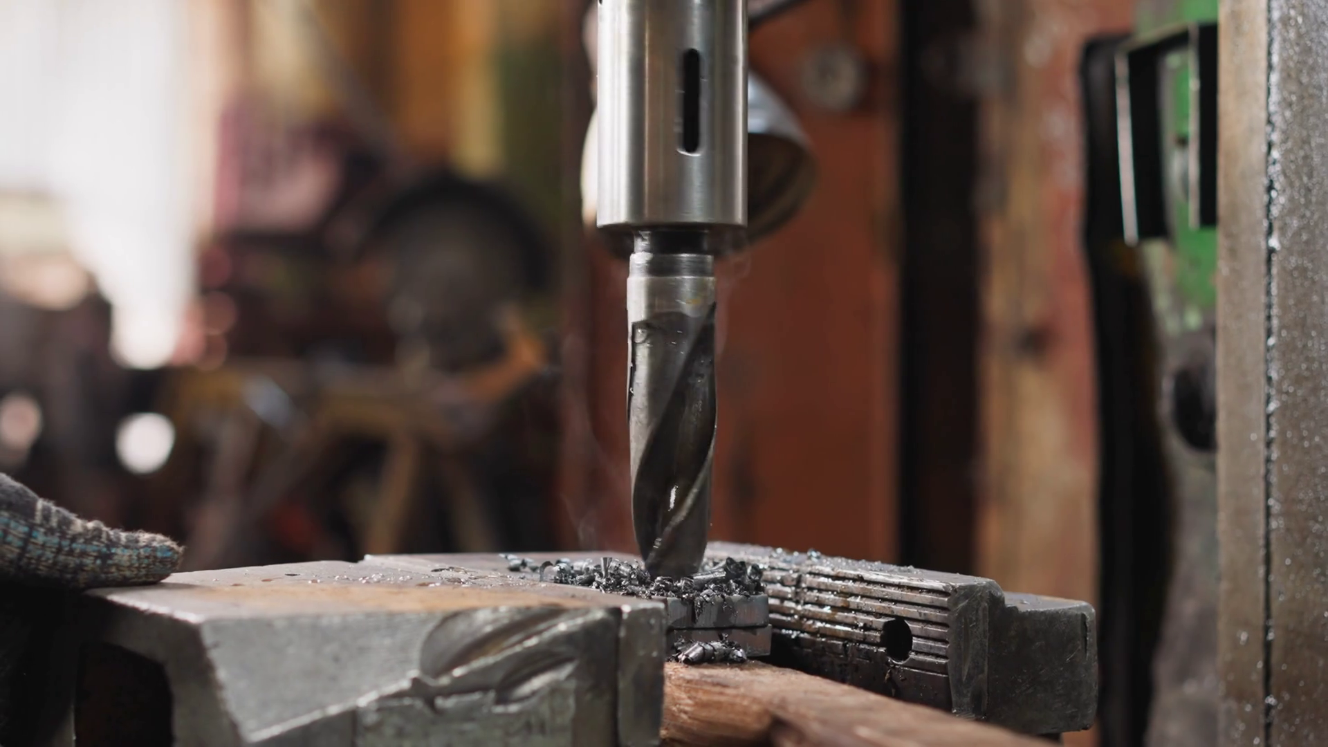 Drilling Metal Workpiece With Large Borer In Stock Footage SBV ...