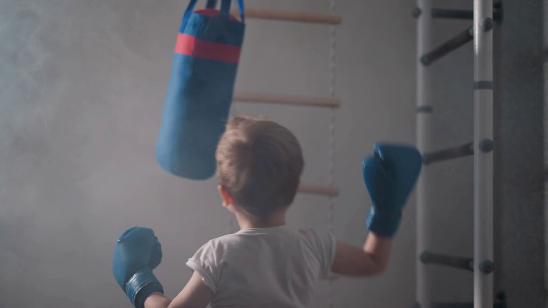 Young Child In Gloves Practices Boxing At Stock Footage SBV-347710196 ...