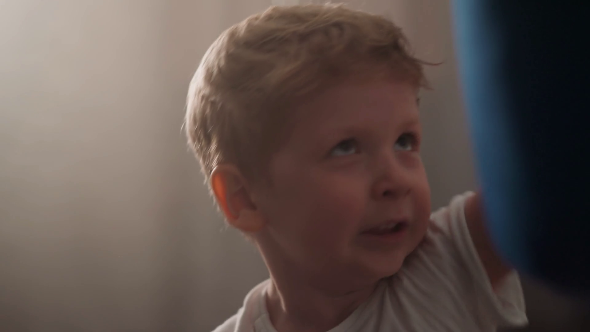 Motivated Little Boy Punches Hanging Bag Stock Footage SBV-347710382 ...