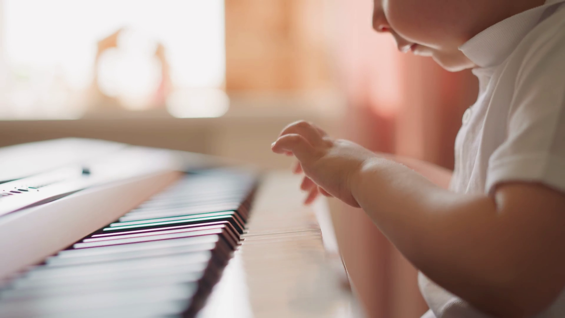 Child Playing Synthesizer In White Shirt Stock Footage SBV-347726962 ...