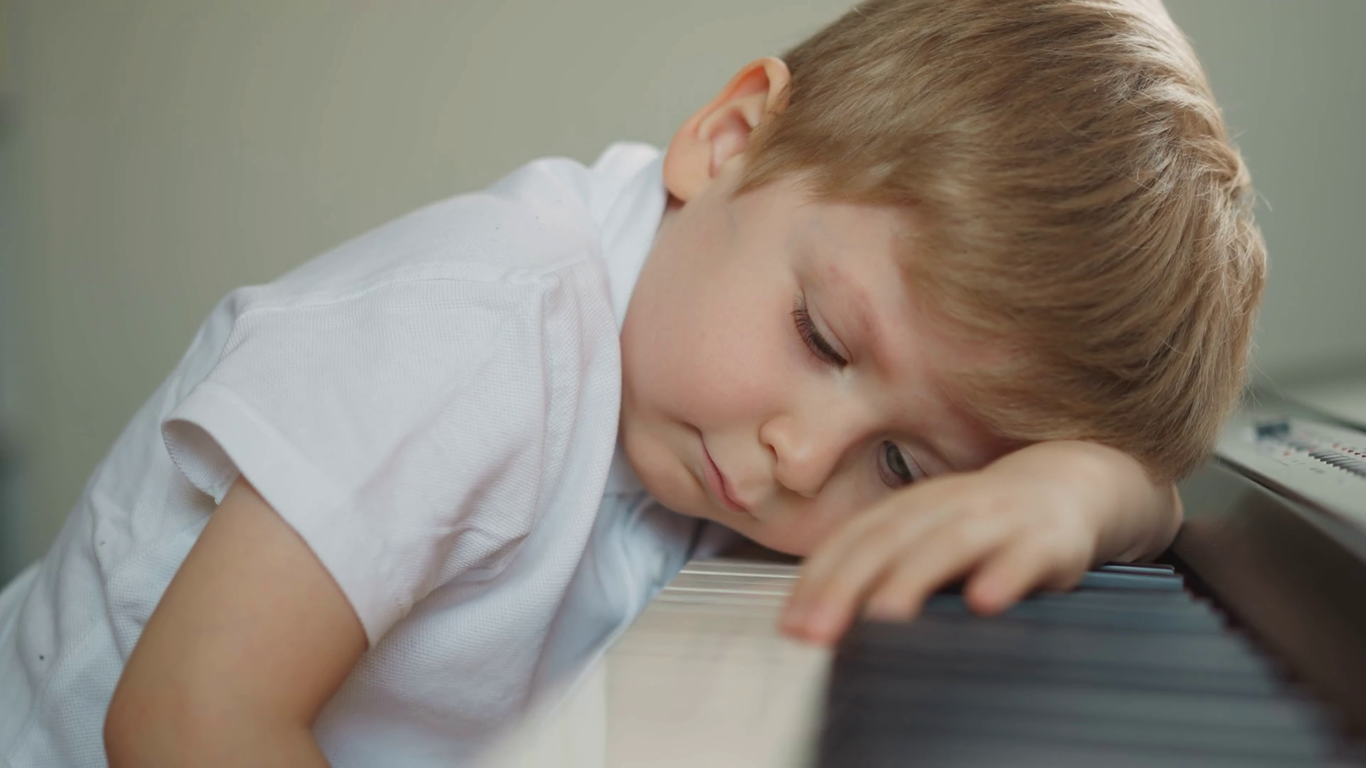 Child Feels Sleepy Sits With Head Resting On Stock Footage SBV ...