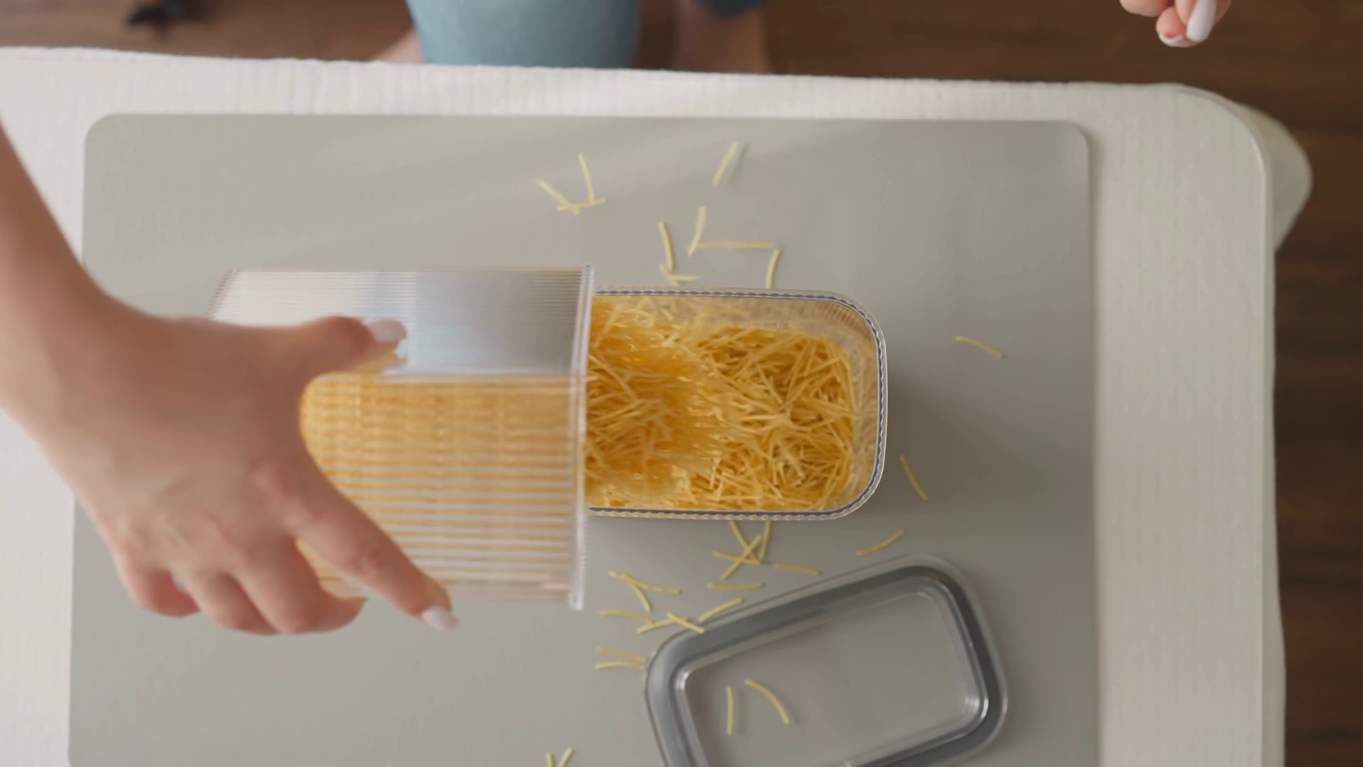 Young Woman Pours Spaghetti Covers Plastic Stock Footage SBV-348399846 ...