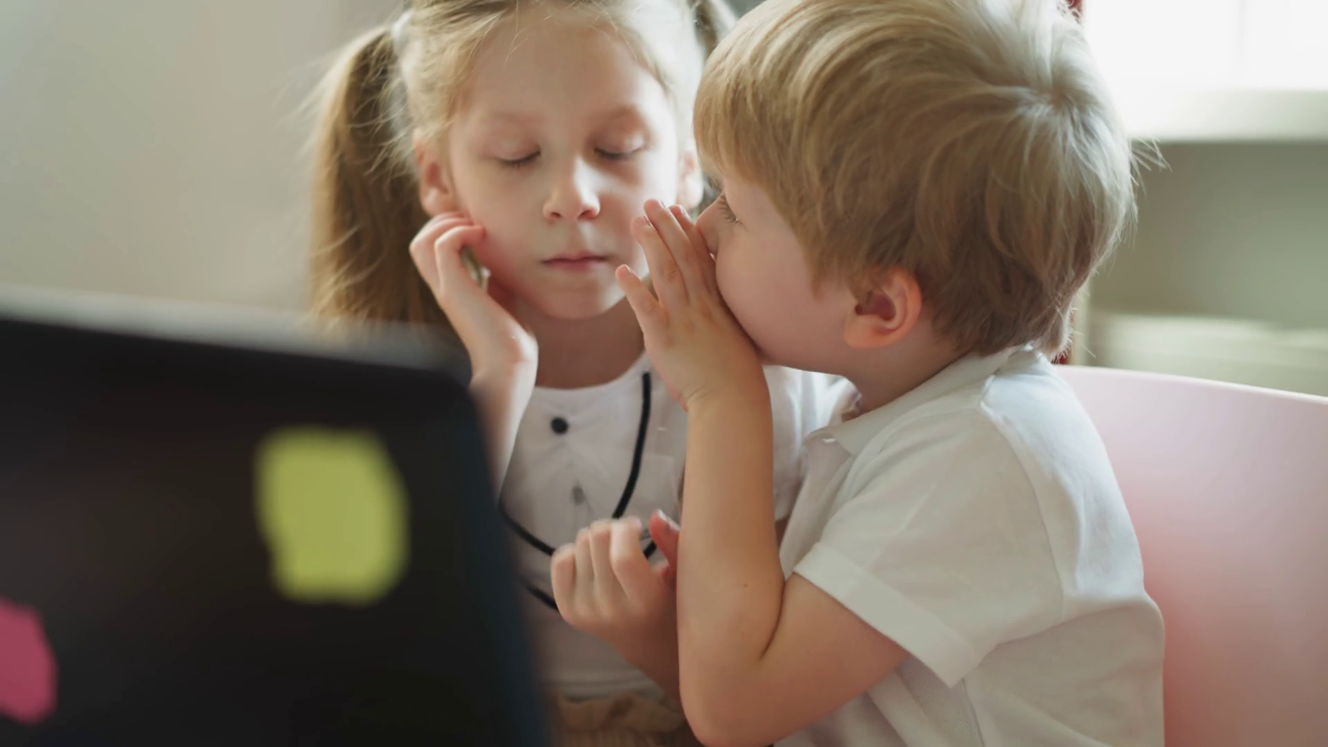 Younger Brother Telling Secret To Sister Stock Footage SBV-348400437 ...