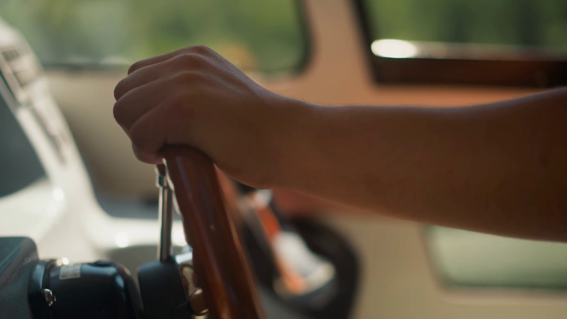 Captain Turns Helm Driving Modern Yacht In Stock Footage SBV-348581777 ...