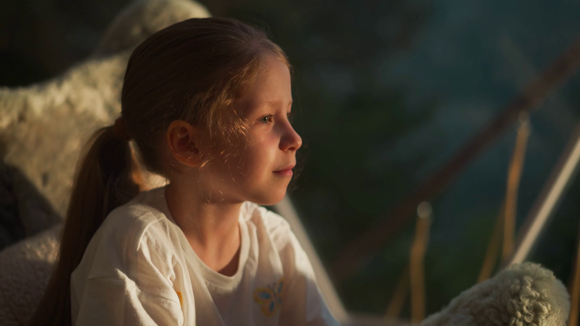 Dreamy Kid Smiles Peacefully Calm Girl Finds Stock Footage SBV ...