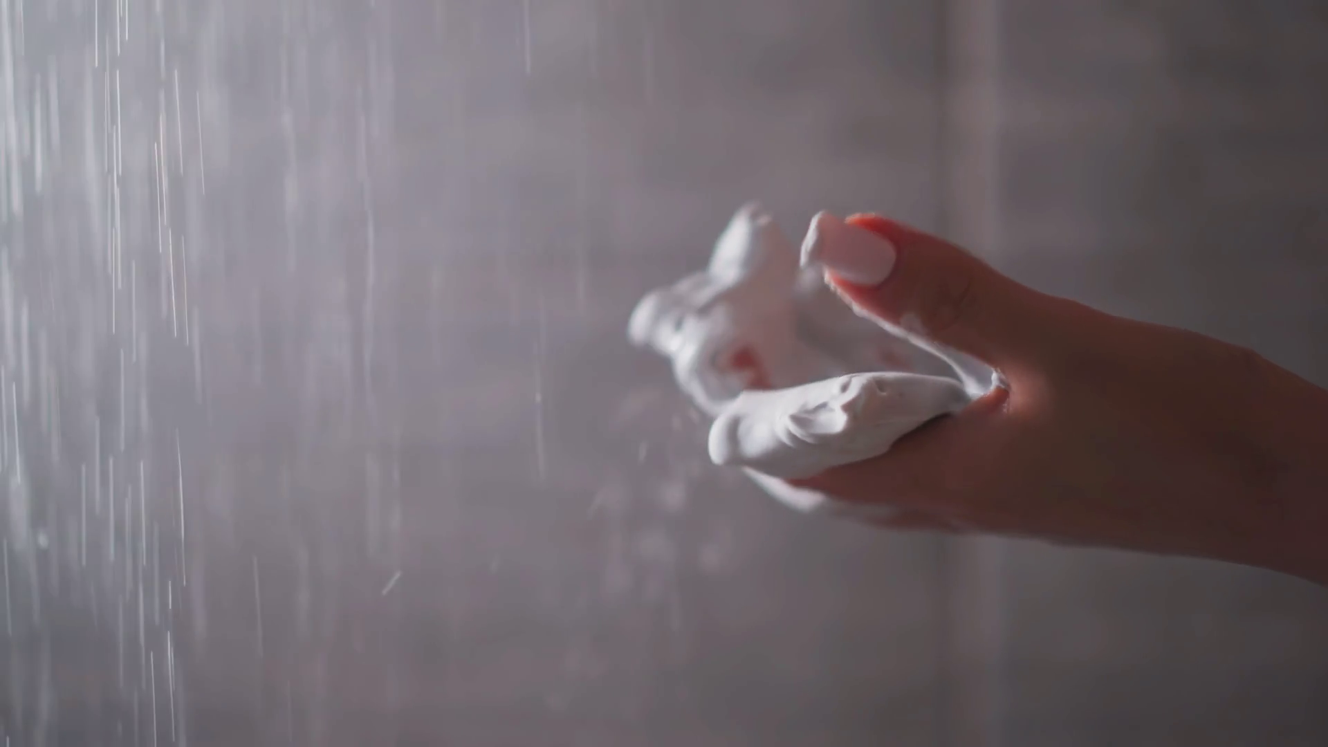 Woman Squishes Body Mousse Palm In Bathroom Stock Footage SBV-348627690 ...