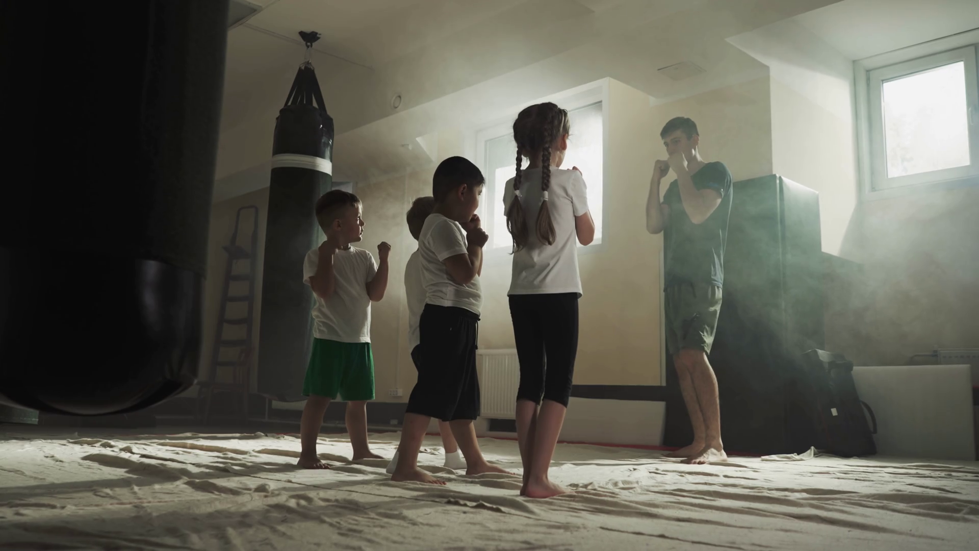 Children Do Punches Following Trainer In Stock Footage SBV-348690765 ...
