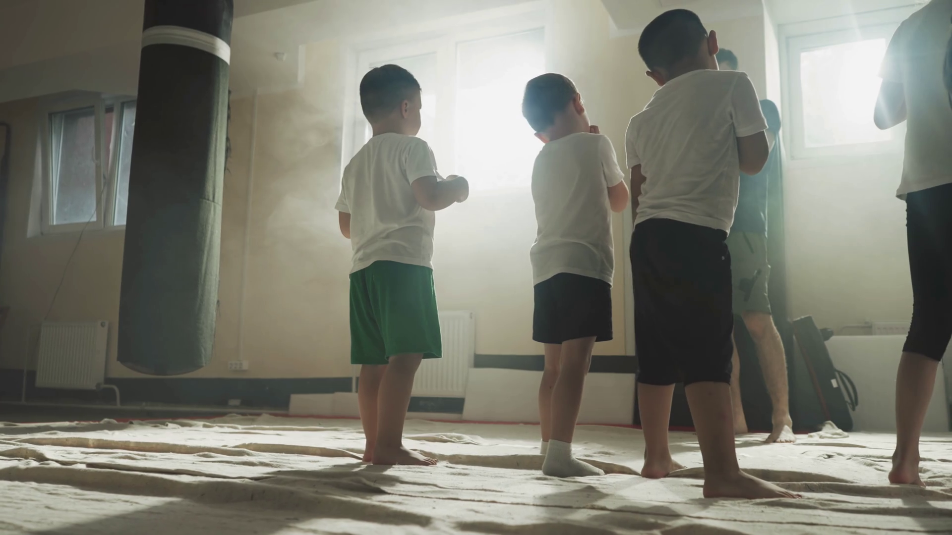 Children Do Hits With Instructor At Boxing Stock Footage SBV-348690791 ...