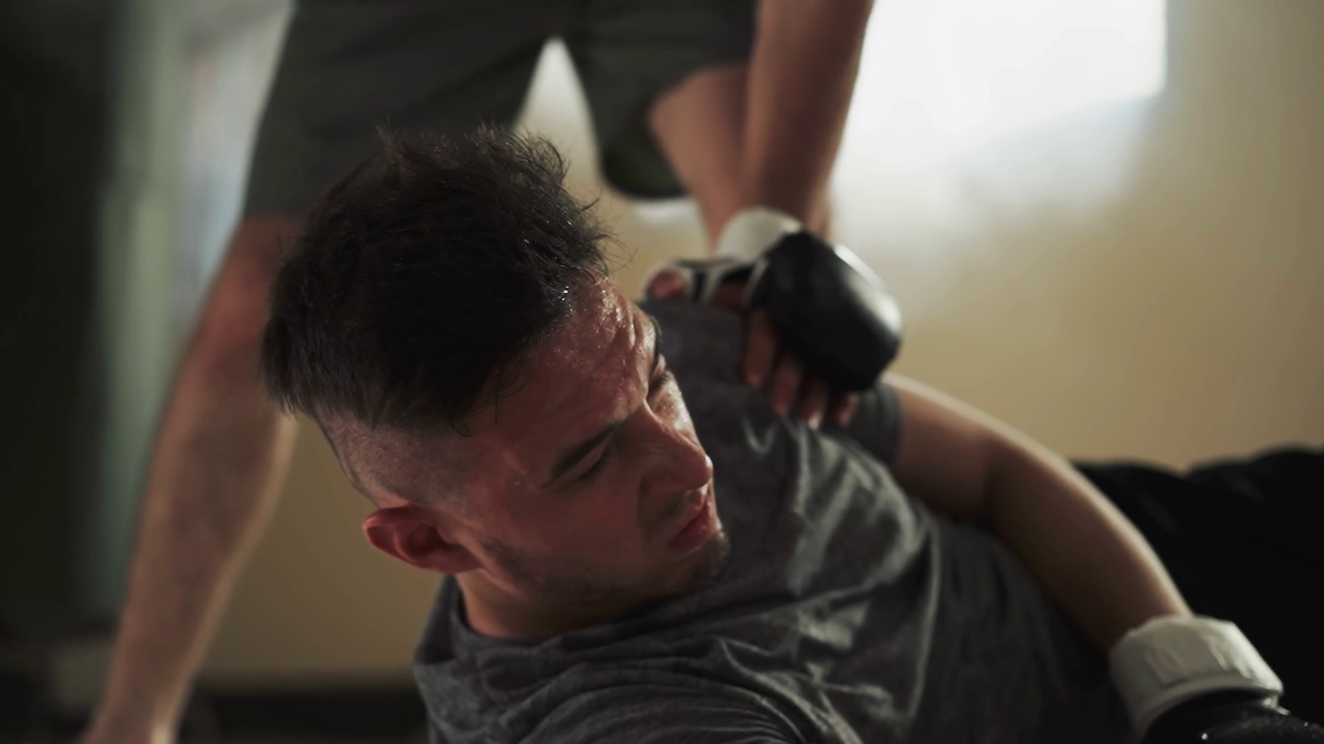 Defenseless Man Lies Under Heavy Punches In Stock Footage SBV-348690928 ...