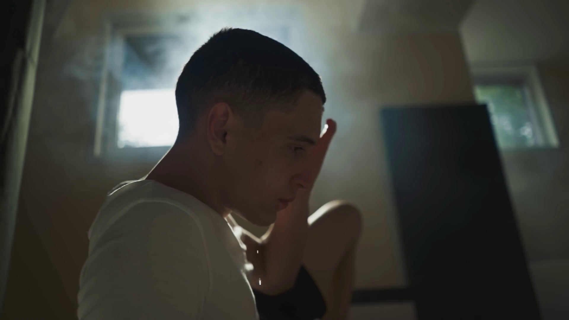 Drained Man Boxer Rubs Damp Hair With Hand Stock Footage SBV-348691099 ...