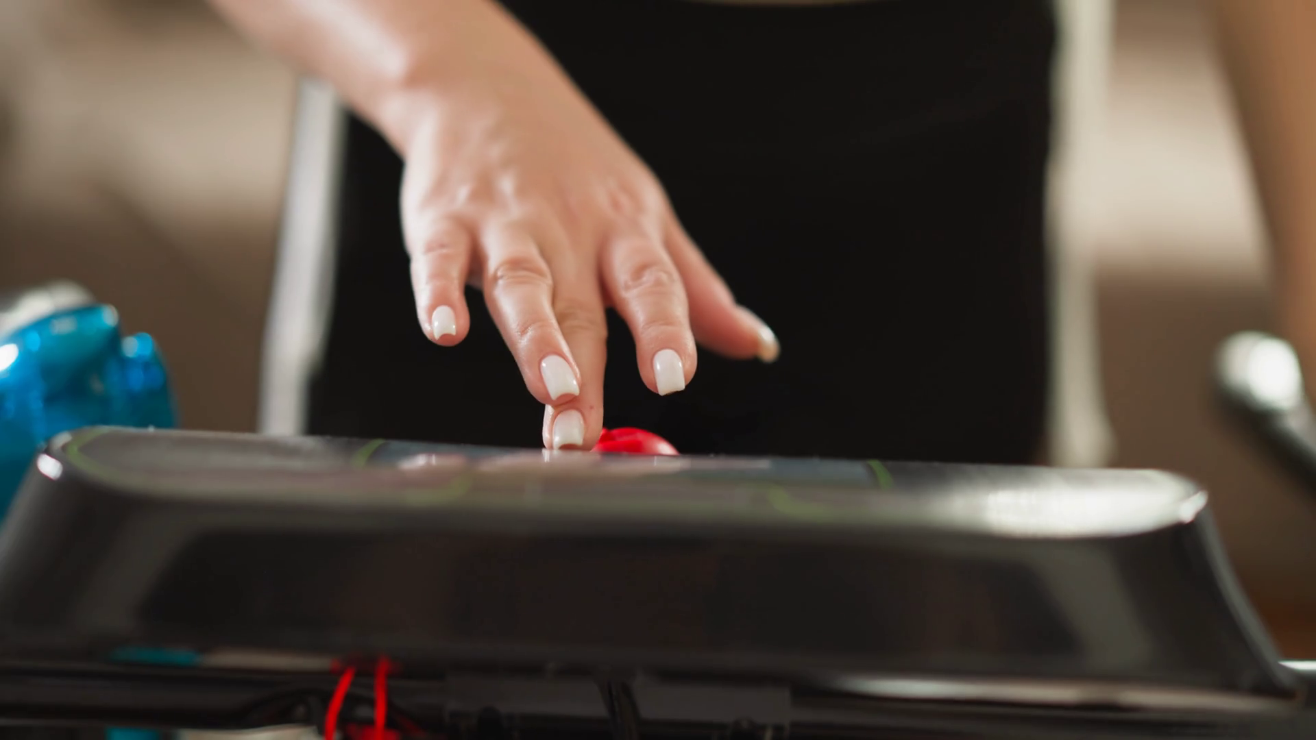 Lady Pressing Start Button Of Treadmill Stock Footage SBV-348709325 ...