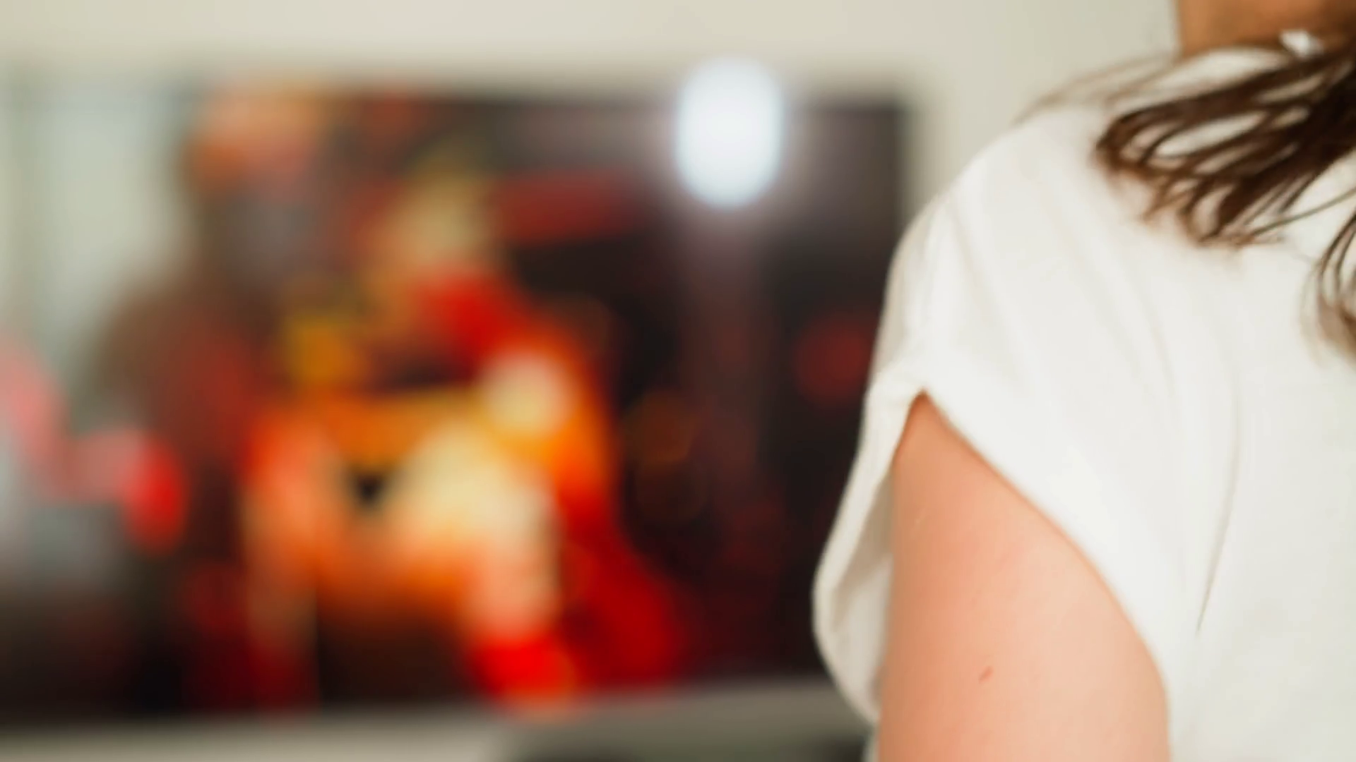 Woman Watching Tv Running On Treadmill At Stock Footage SBV-348709478 ...