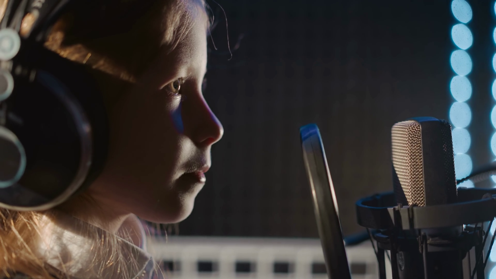 Smiling Child Sings In Audio Studio Closeup Stock Footage SBV-348712799 ...