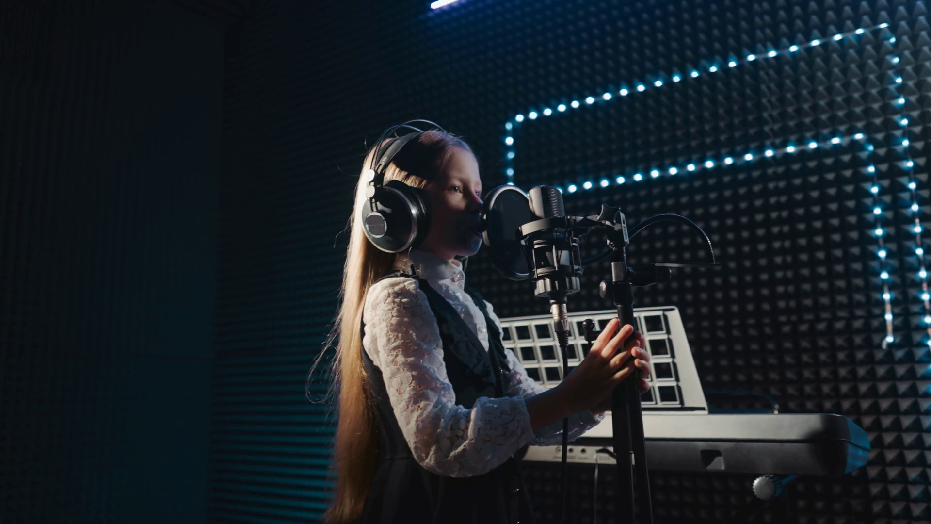 Child Clings To Microphone Stand Dancing In Stock Footage SBV-348712829 ...
