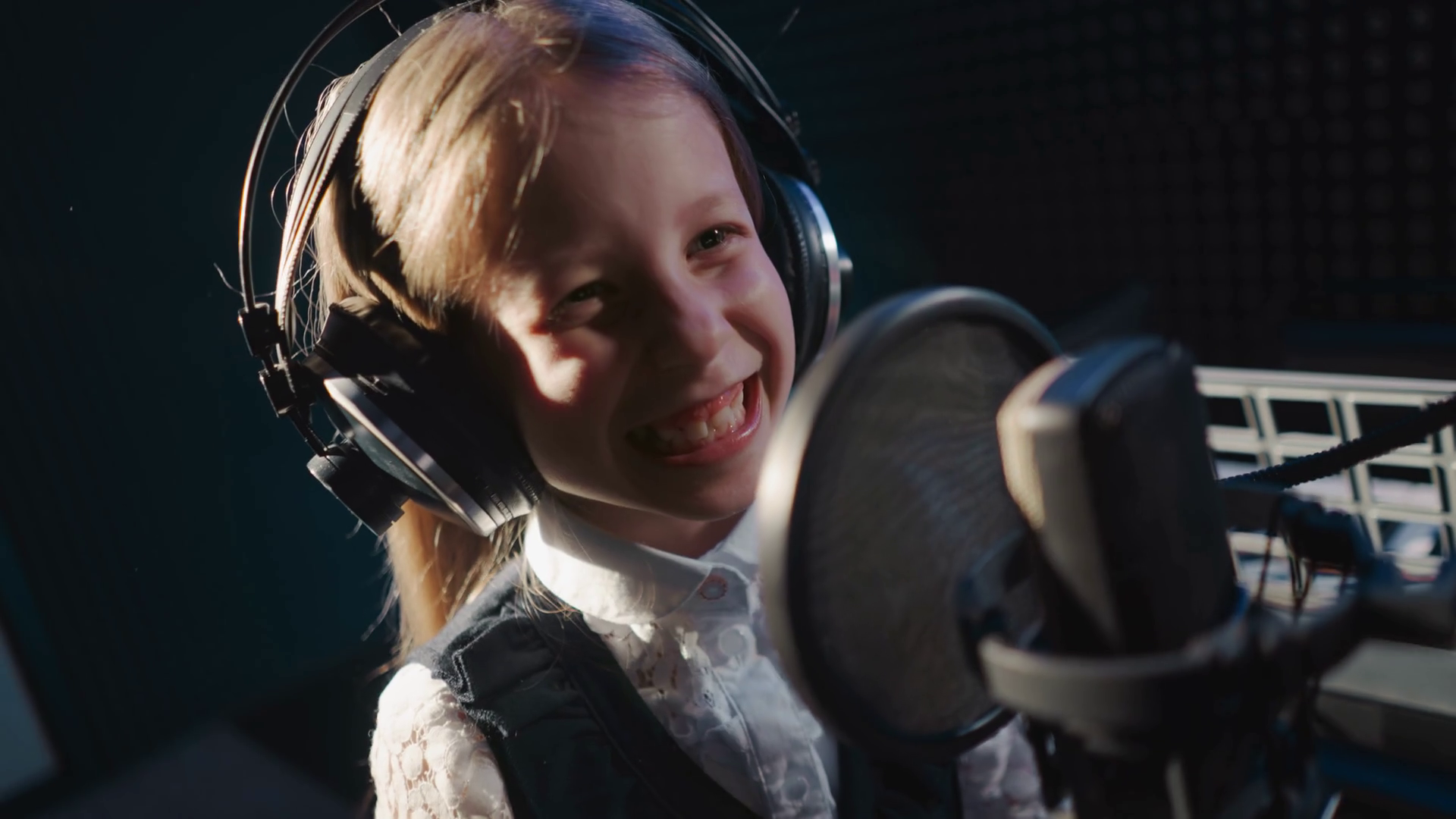 Giggling Child In Recording Studio Closeup Stock Footage SBV-348712856 ...