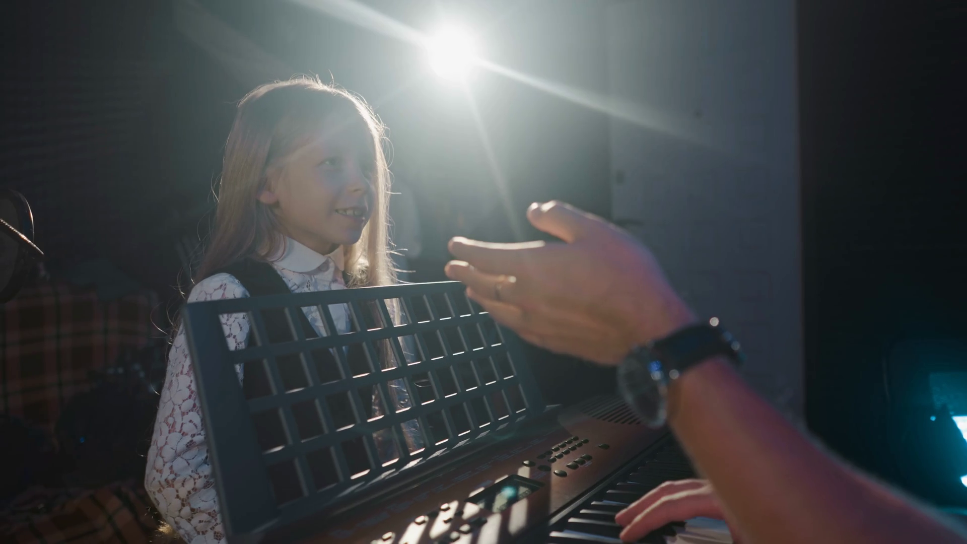 Child Grasps Art Of Singing With Educator Stock Footage SBV-348713081 ...