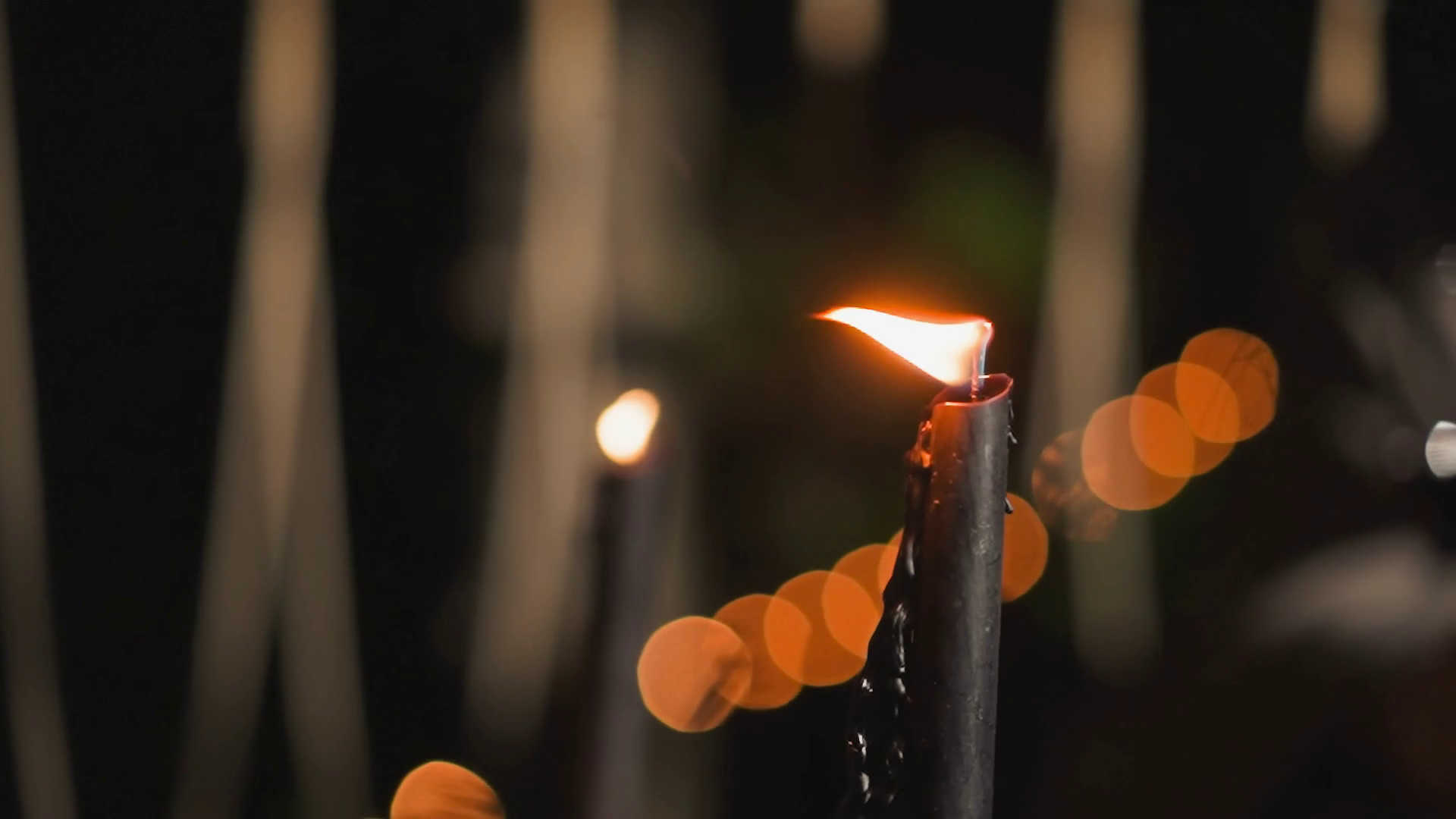 Wavering Flame Of Candle Sways Gently In Stock Footage SBV-348779068 ...