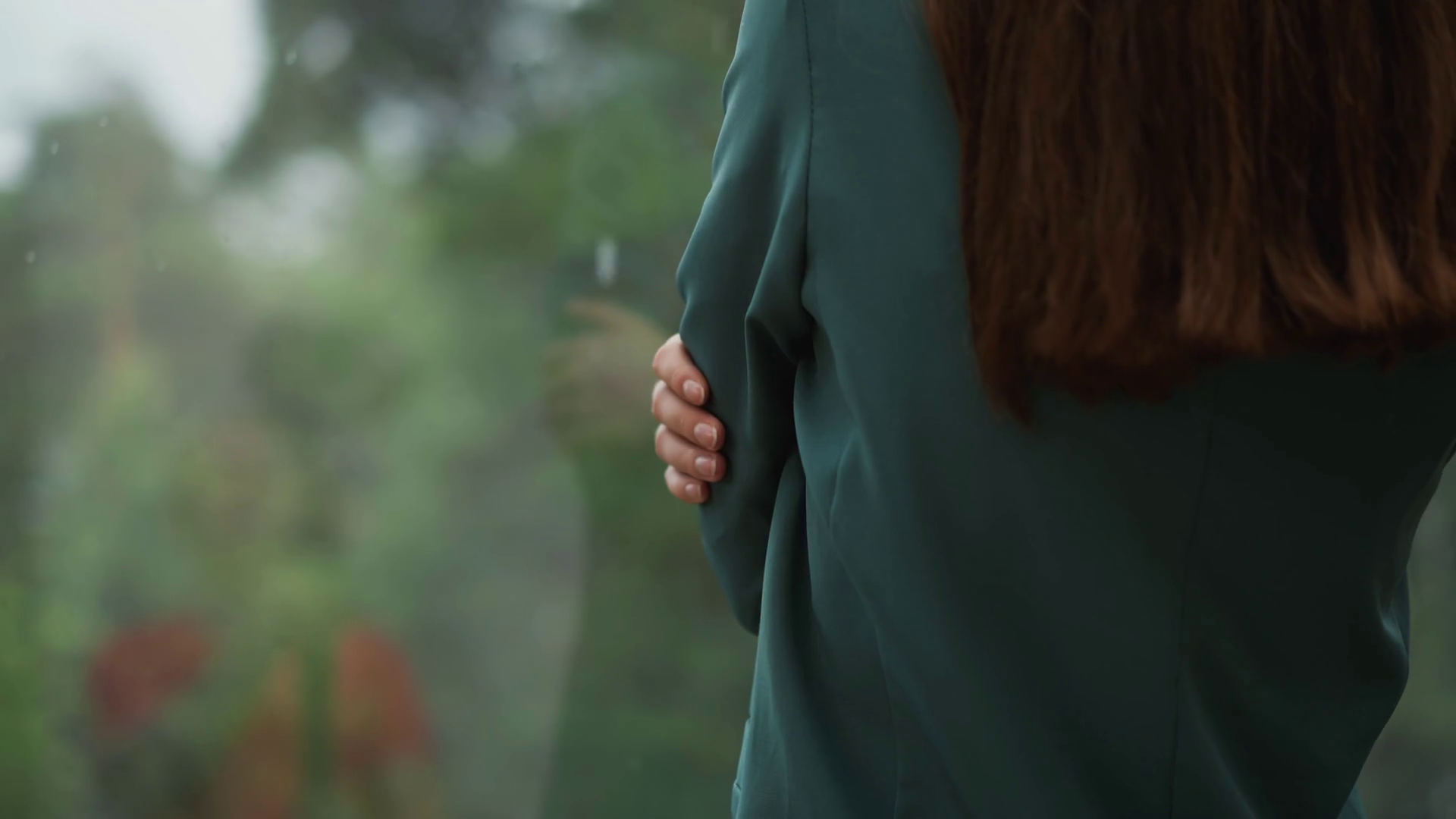 Woman Stands Window On Rainy Day Closeup Stock Footage SBV-348834645 ...