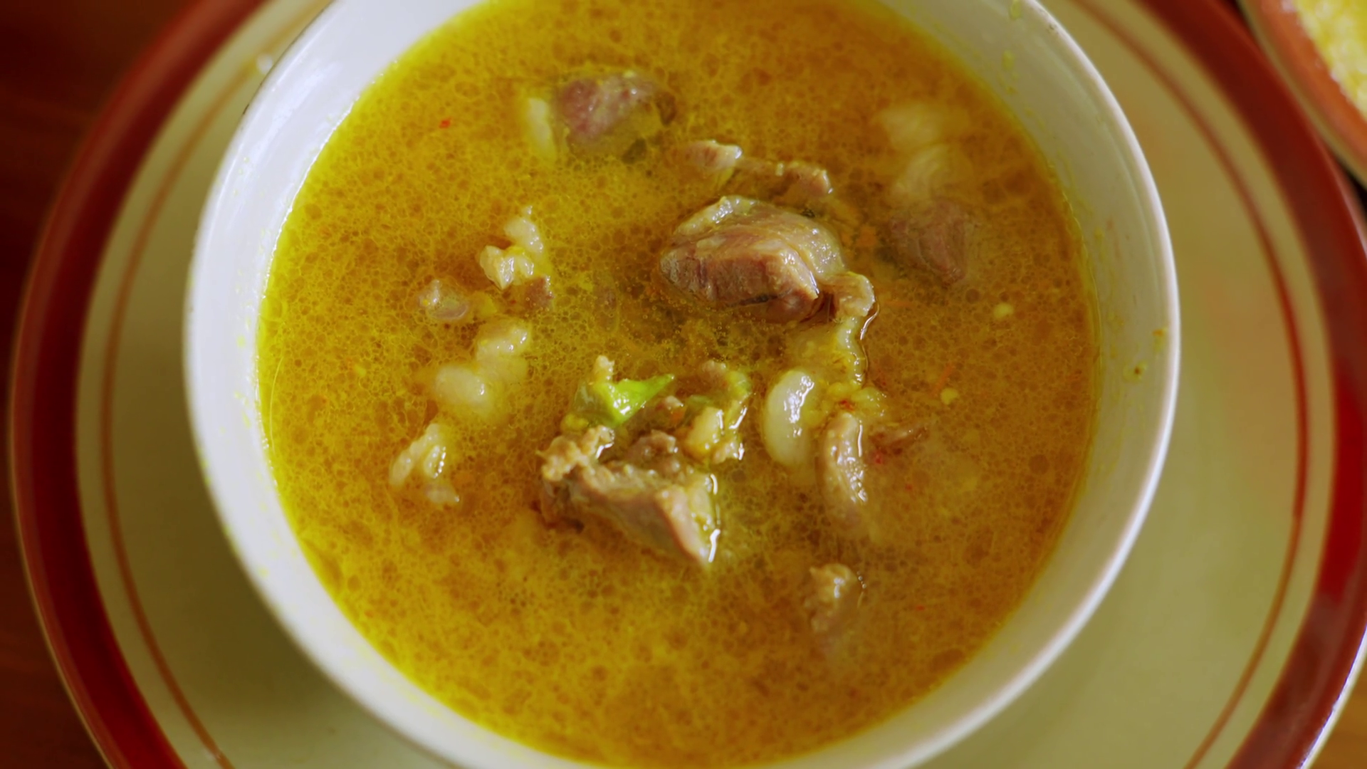 Delicious Yellow Meat Soup In Bowl Stock Footage SBV-351960714 ...