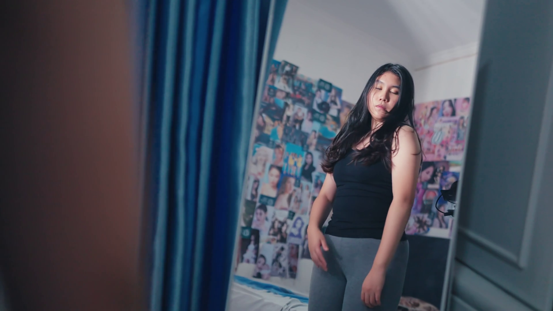 An Asian Woman Looks Insecure Of Fat Body Stock Footage SBV-347753097 ...