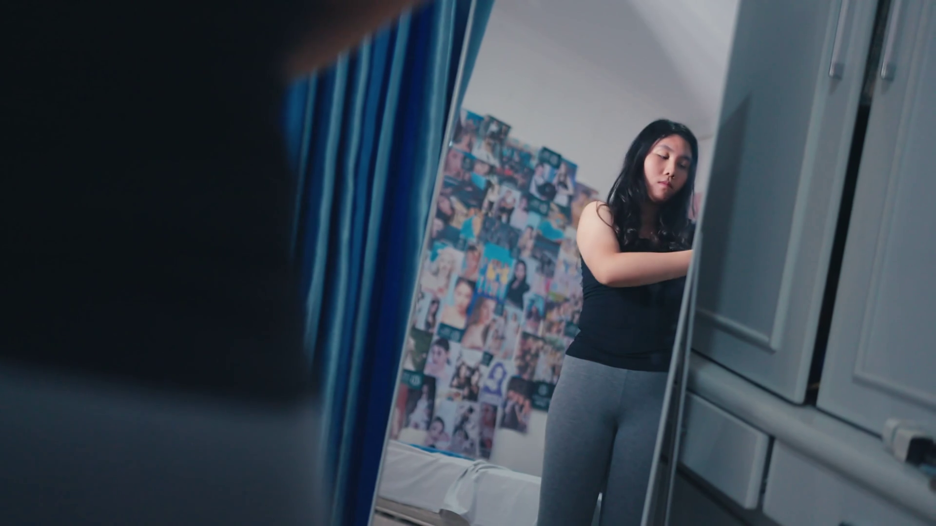 An Asian Woman Looks Insecure Of Fat Body Stock Footage SBV-347753098 ...