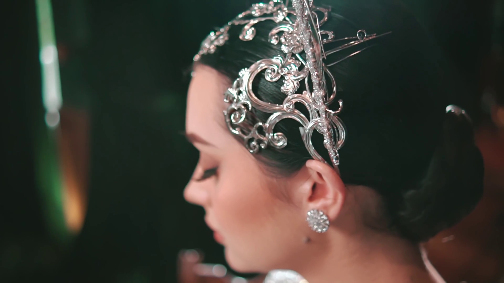Elegant Woman With Decorative Headpiece Stock Footage SBV-348900060 ...