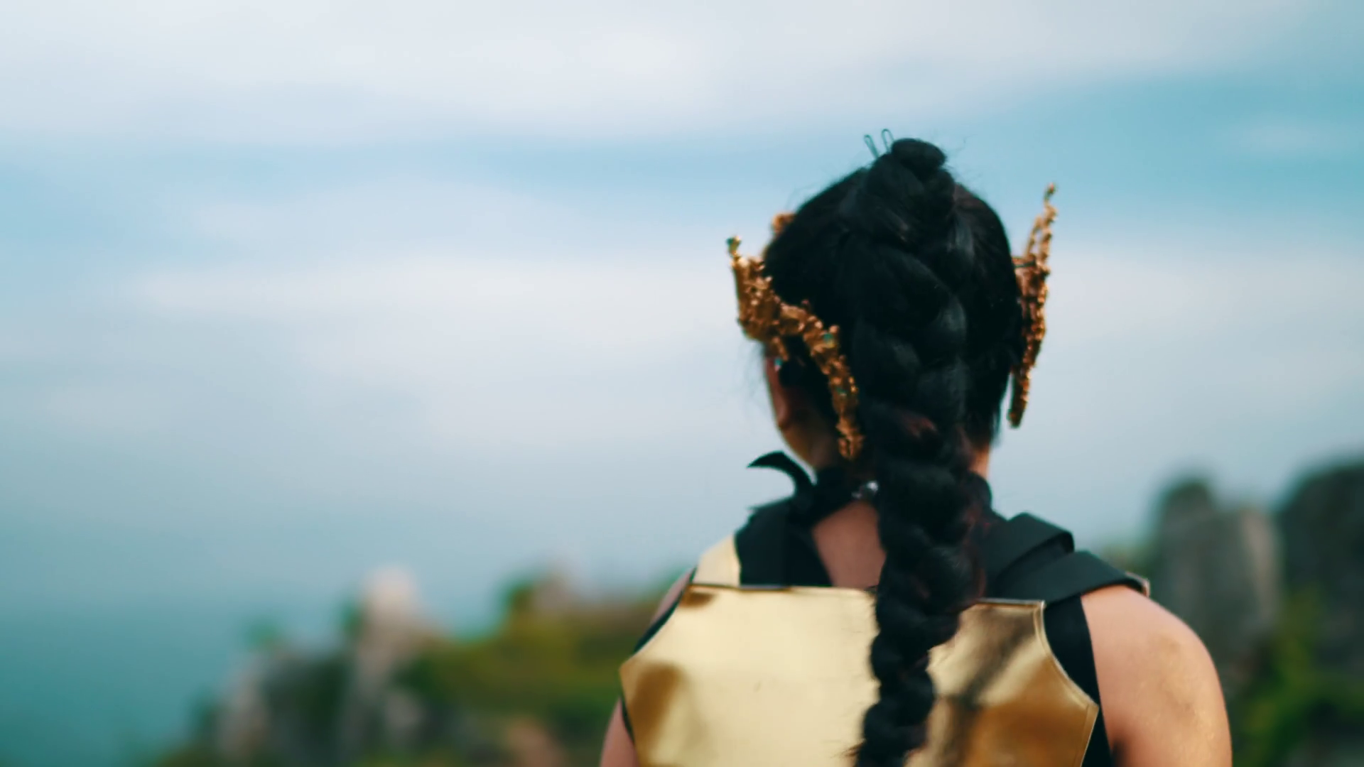 A Female Warrior In Golden Armor Walked Stock Footage SBV-348755962 ...