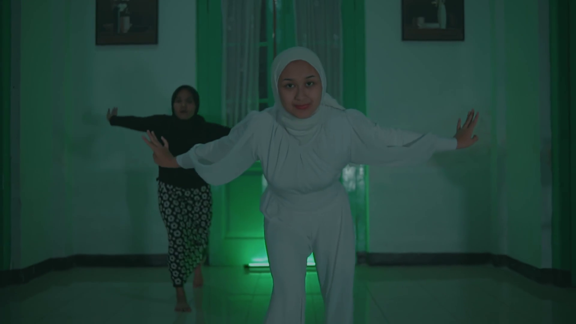 Two Muslim Women Dance Together Very Agilely Stock Footage SBV ...
