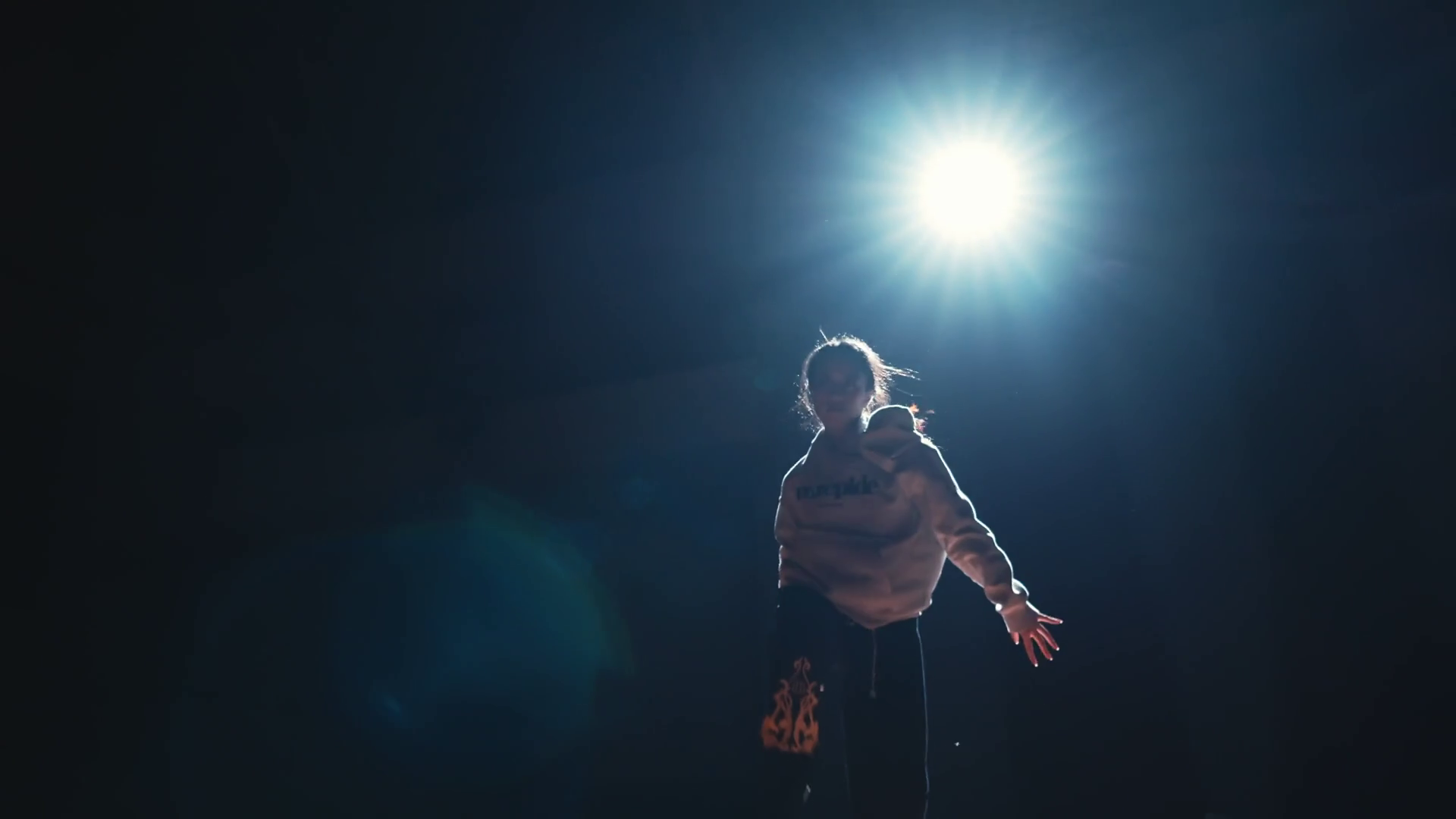 Backlit Dancer Rehearsing On Stage With Stock Footage SBV-348840910 ...