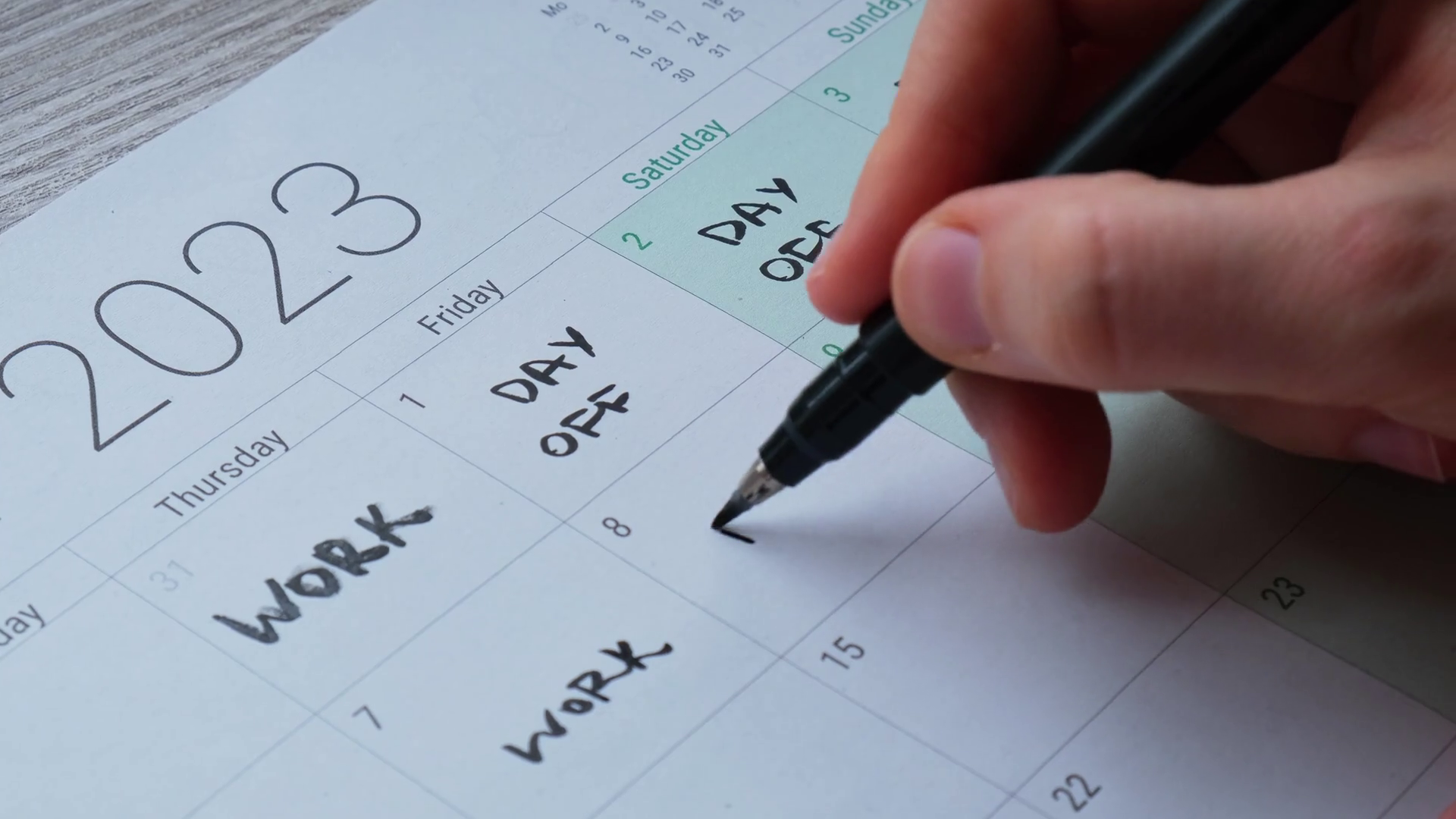 4 Day Work Week Printed Calendar With Stock Footage SBV-347712886 ...