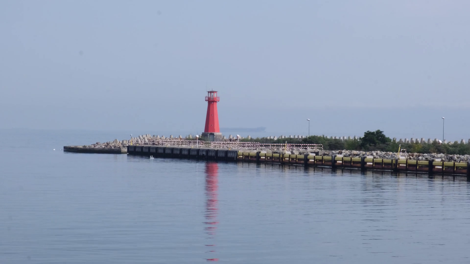 Lighthouse On Blue Sea Line Waves On Sunny Stock Footage SBV-347752726 ...