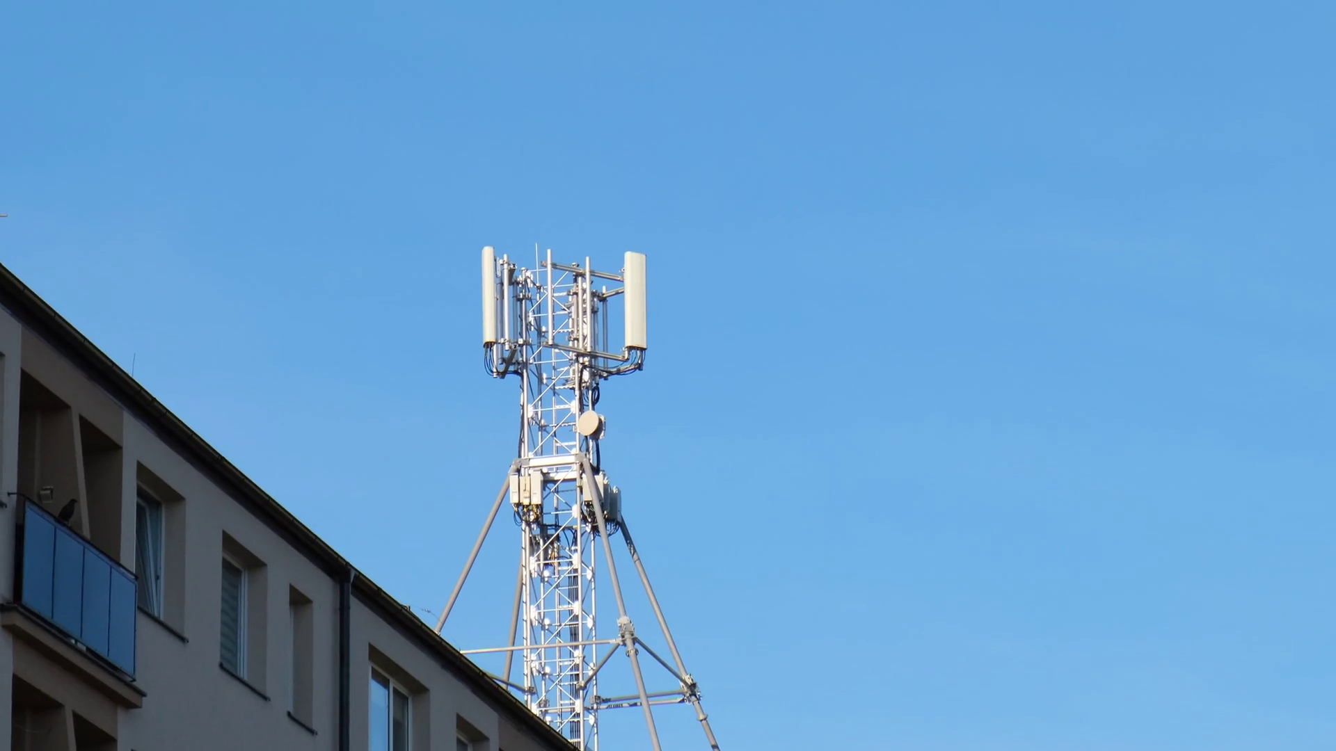 Commercial Building Rooftop Cell Tower Cell Stock Footage SBV-347780908 ...