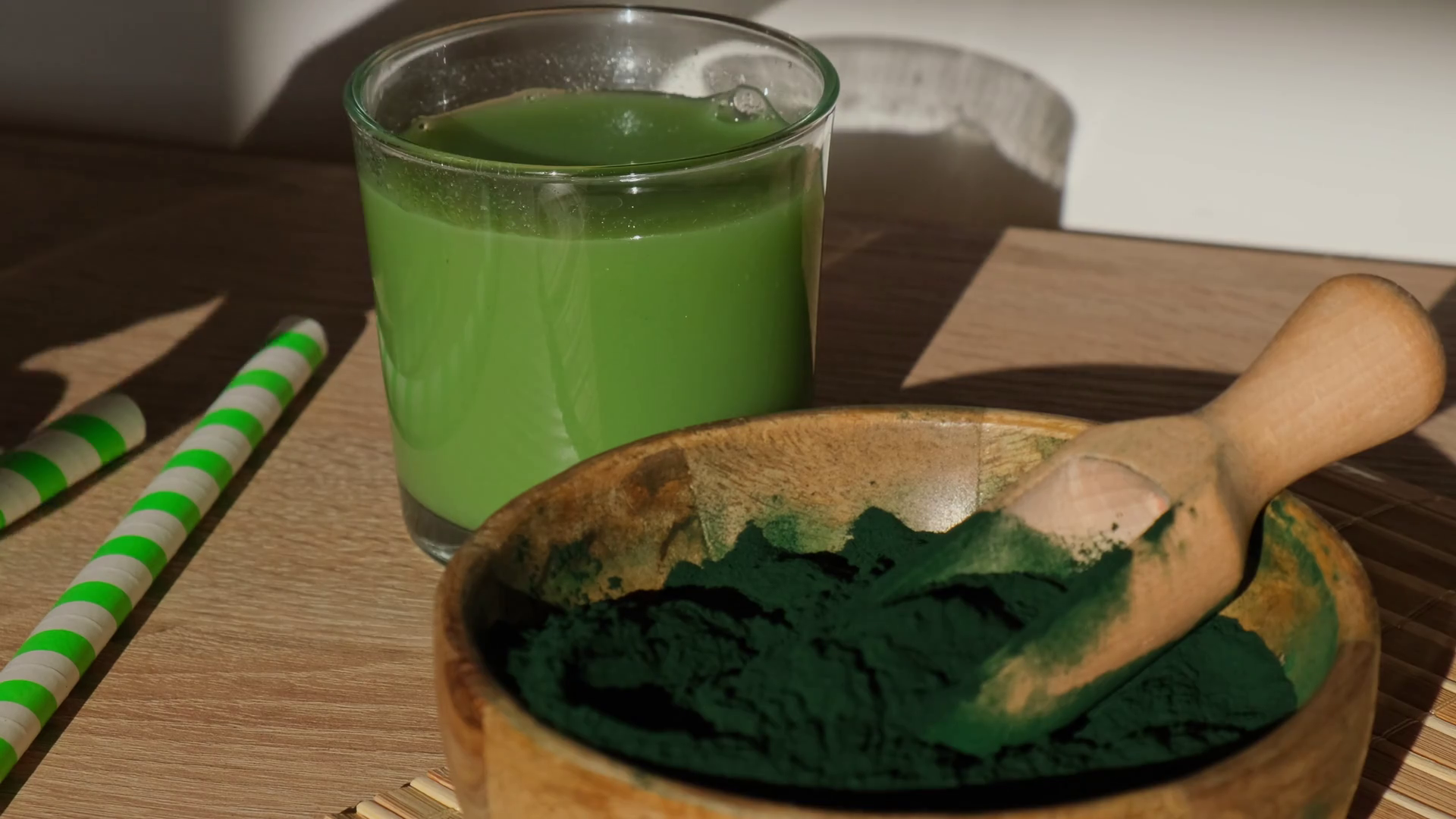 Blue-green Algae Chlorella Spirulina Powder Stock Footage SBV-348403669 ...