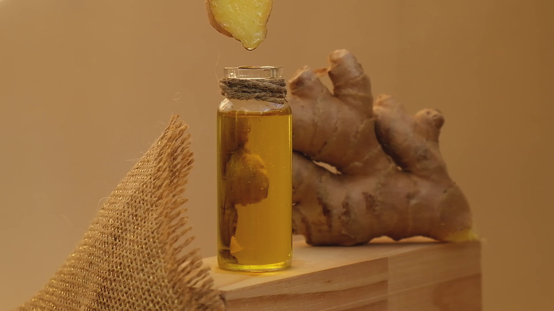 Glass Bottle Of Essential Ginger Oil Stock Footage SBV-348402370 ...